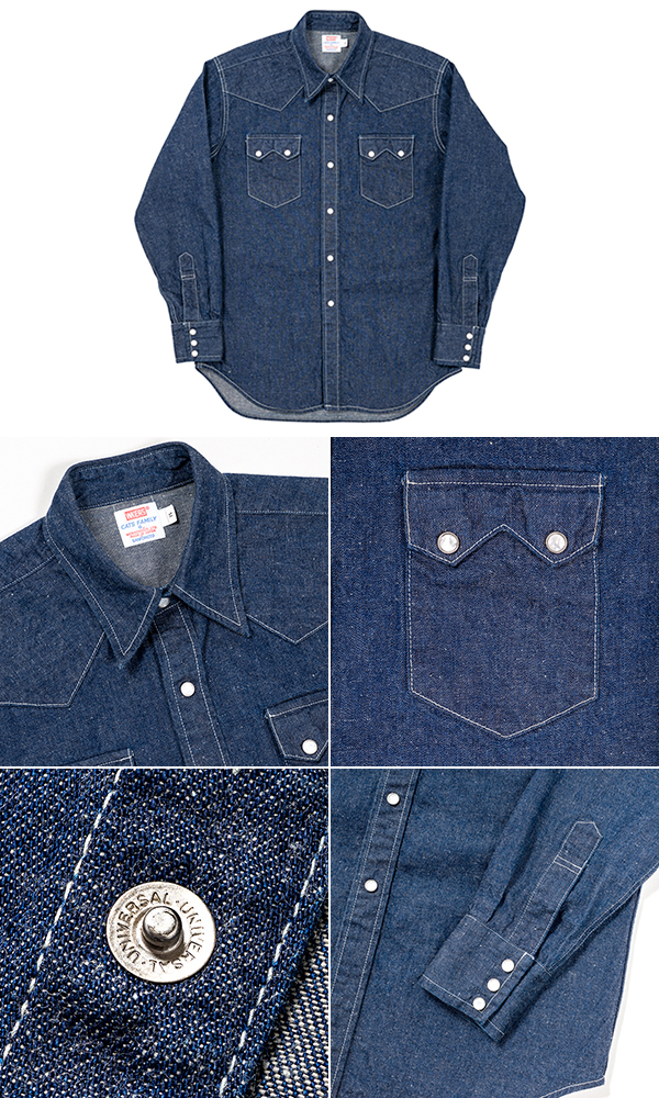 WORKERS ワーカーズ 長袖|デニム|ウェスタンシャツ『Cats Family Western Shirt, 9.5 oz Indigo ...
