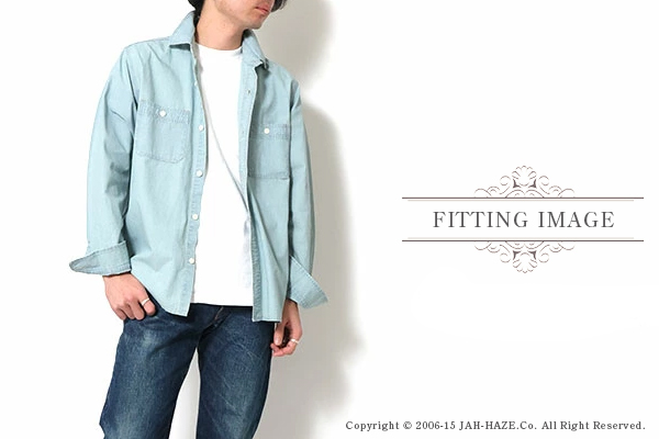 HOUSTON ヒューストン 長袖|シャンブレー|ワークシャツ『USA COTTON CHAMBRAY WORK SHIRT』【アメカジ ...