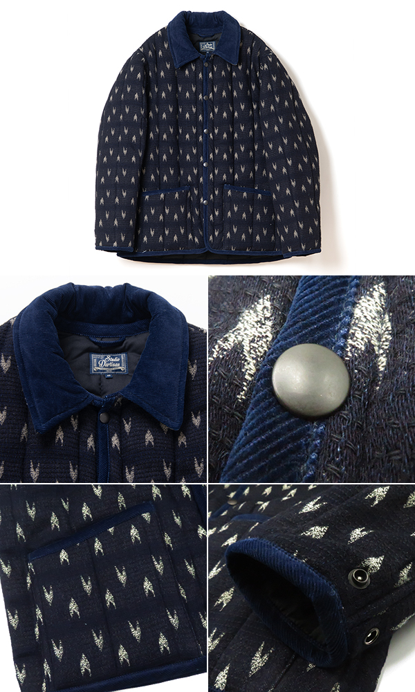 STUDIO D'ARTISAN ステュディオダルチザン 矢絣|インディゴ染|刺し子|中綿ジャケット『矢絣 INDIGO SASHIKO ...