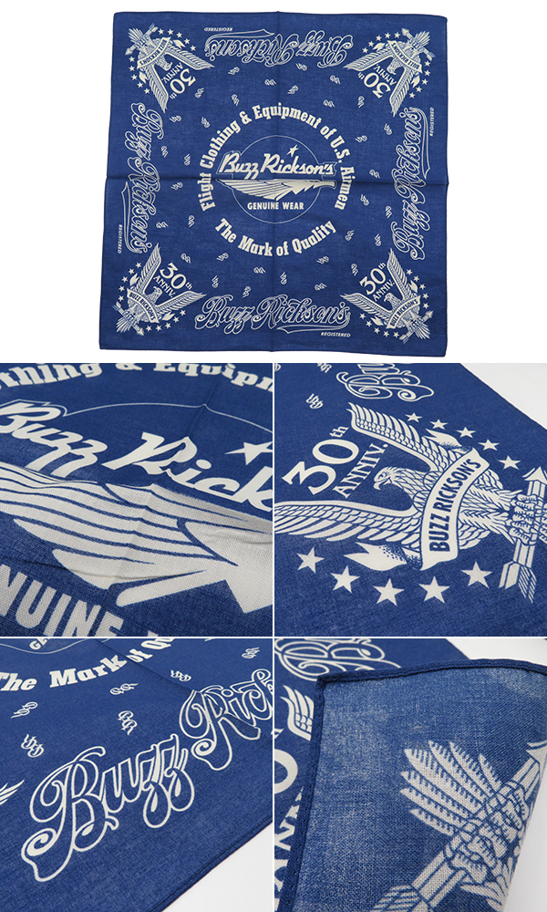 BUZZ RICKSON'S バズリクソンズ 30周年|バンダナ|抜染プリント『30th ANNIVERSARY BANDANA』【アメカジ ...