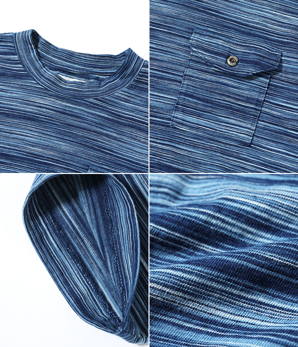 SUGAR CANE FICTION ROMANCE シュガーケーン 半袖|インディゴ|ボーダー|ポケットTEE『INDIGO BORDER ...